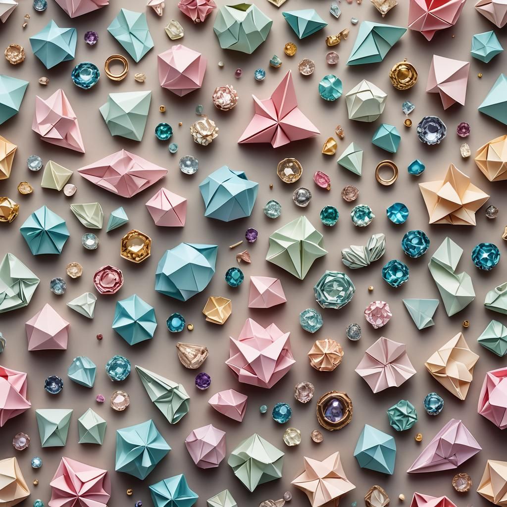 origami gems - Luxurious Origami Gem Still Life in Soft Focu...