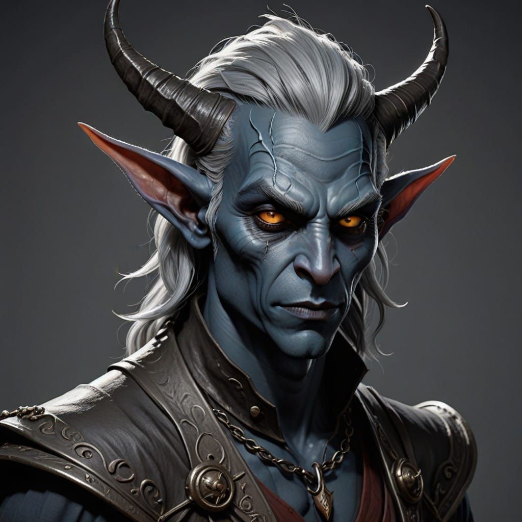 Surreal Hybrid Portrait of a Drow-Goblin Tiefling ... - AI Art