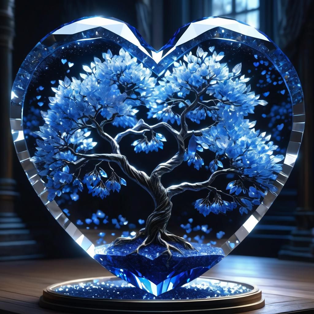 Blue Glass Heart - AI Generated Artwork - NightCafe Creator