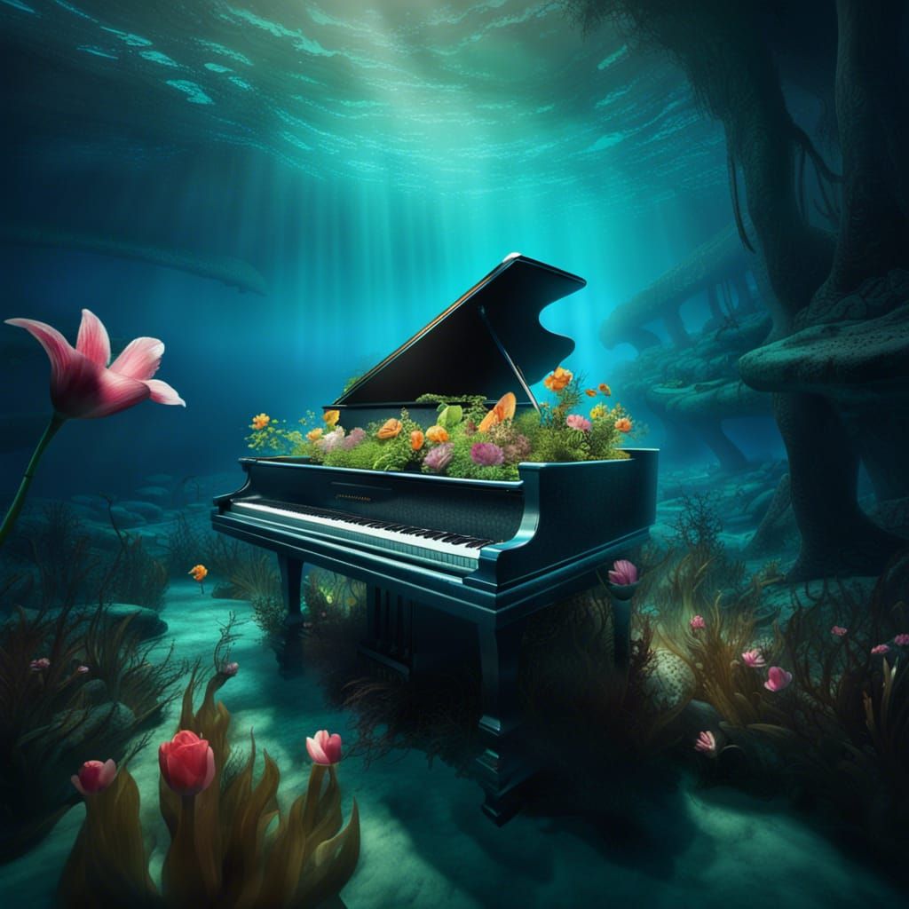 Beautiful underwater piano - forgotten world - AI Generated Artwork ...