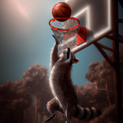 raccoon dunking a basketball - AI Generated Artwork - NightCafe Creator