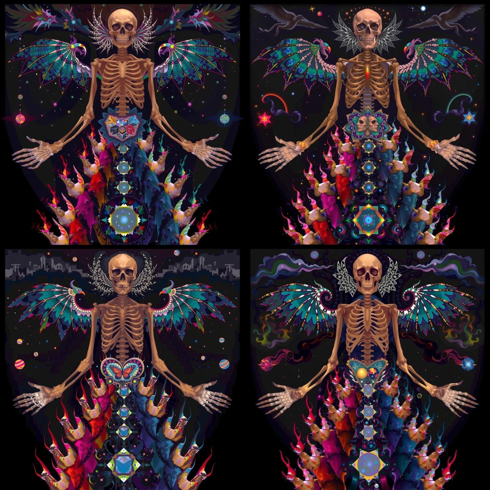 Surreal Winged Entity in Vibrant Psychedelic Color... - AI Art