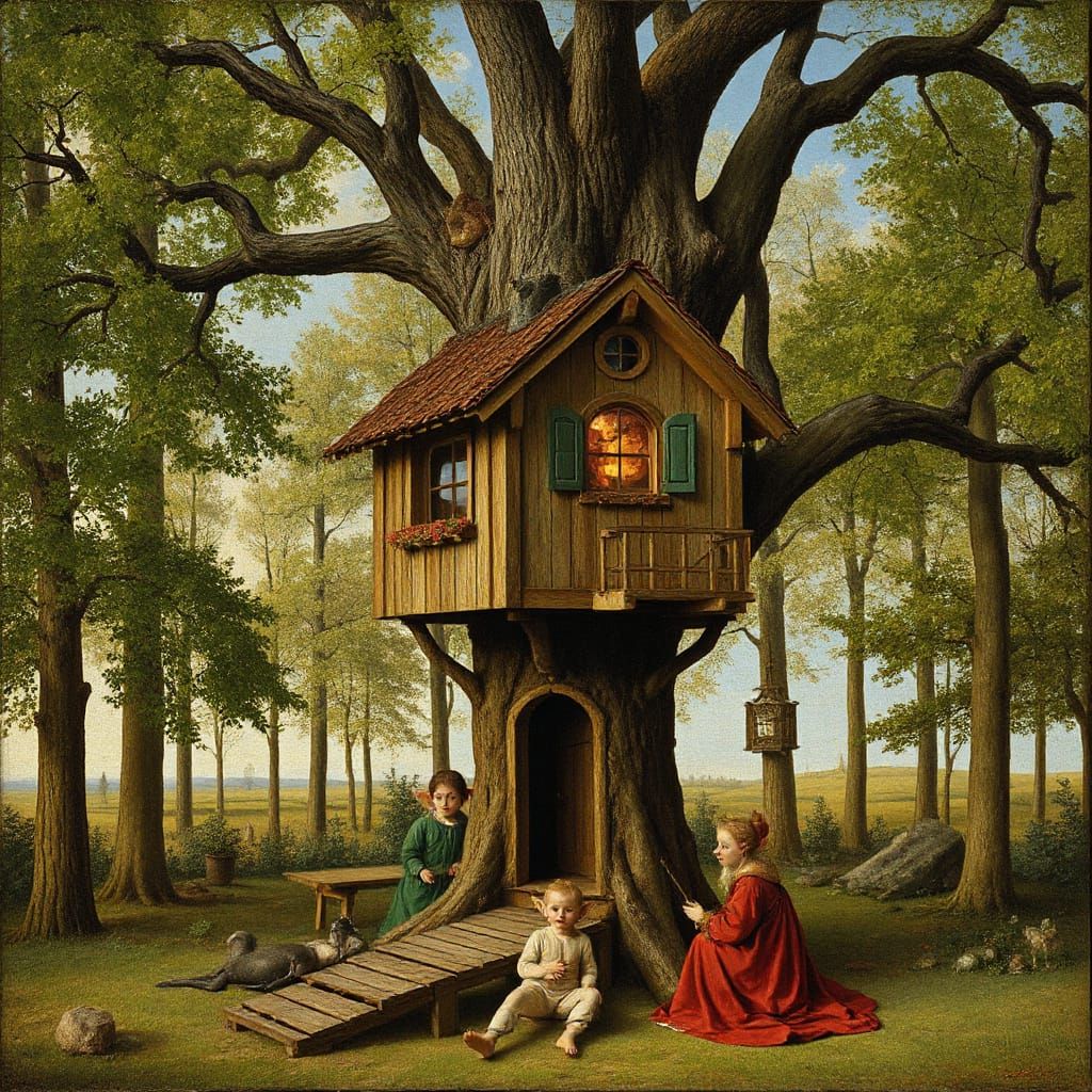 Vampire Elf Treehouse in a Whimsical Gothic Style - AI Art