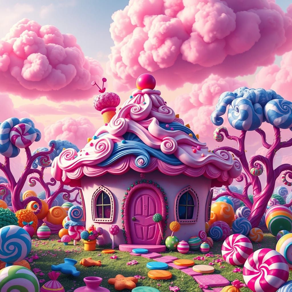 Cupcake House - Whimsical Candyland Cottage in Cyberpunk Dig...