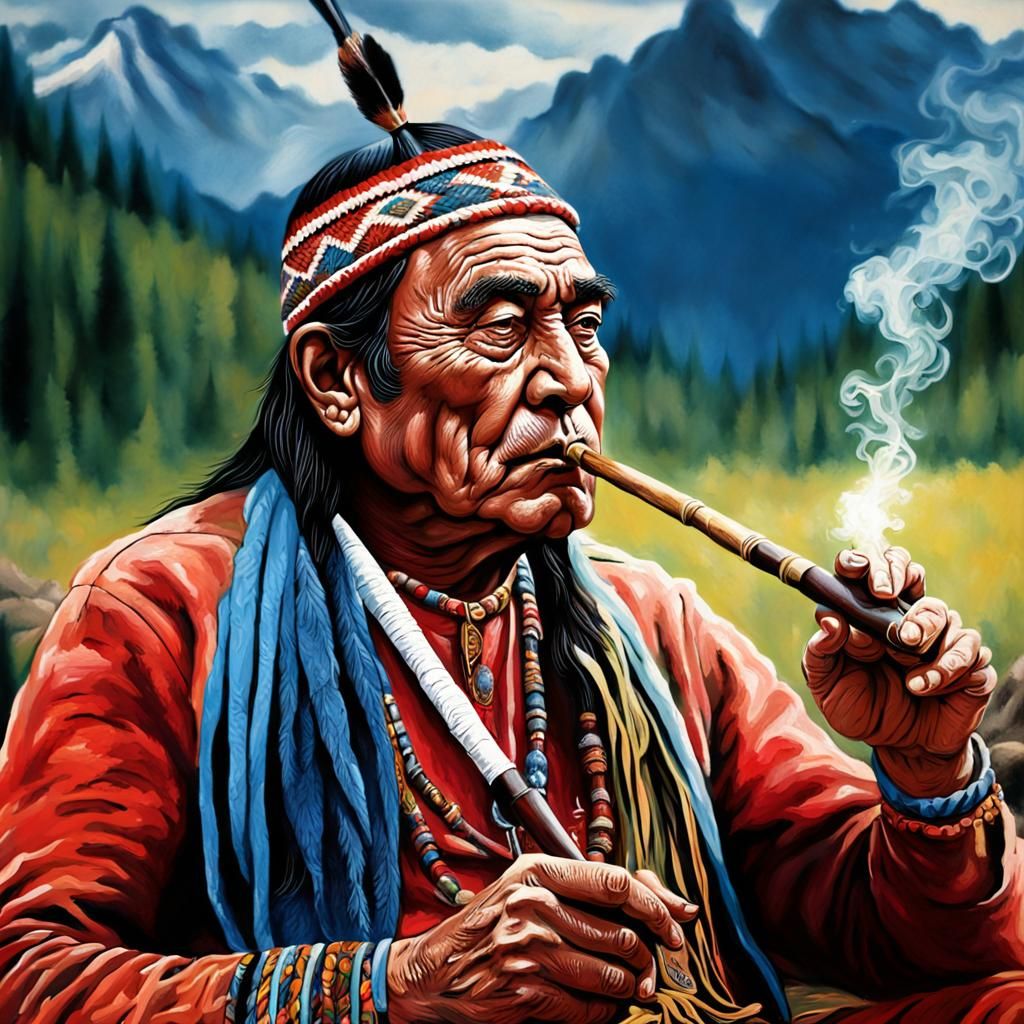 smoking the peace pipe - AI Generated Artwork - NightCafe Creator