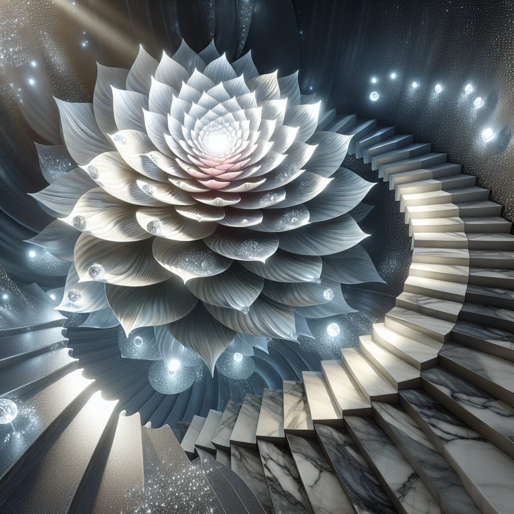 Descending flower - Surreal Diamond Bloom Descends into Ethe...