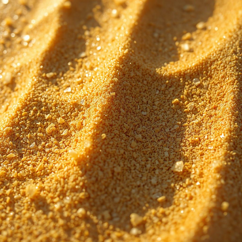 Sandprint - Golden Sand Grains in Hyper-Realistic Detail