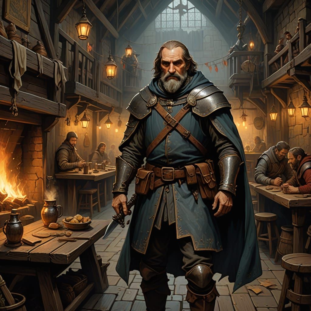 Medieval Sea Mercenary Portrait of James Taylor - AI Art