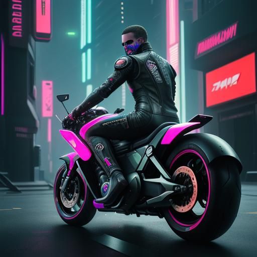 humanoid riding a futuristic motorcycle - AI Generated Artwork ...