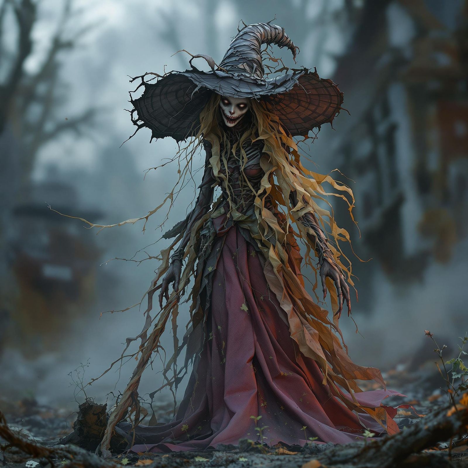 scarecrow witch - Scarecrow Witch: Detailed Matte Painting