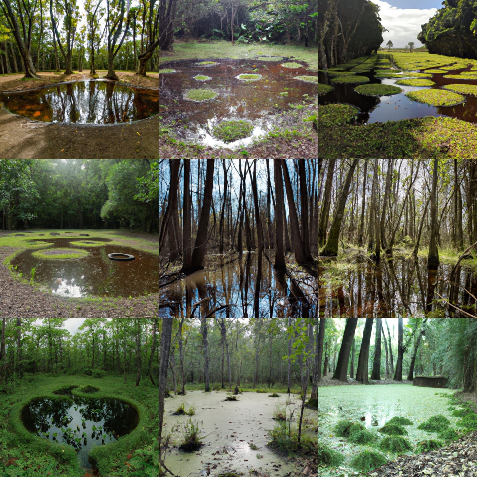 An infinite grove with small perfect circle ponds that lead to other ...