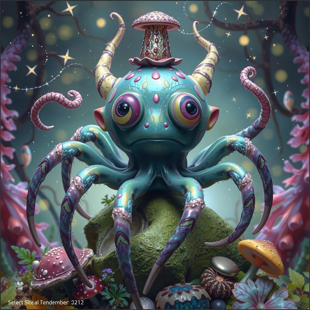 Whimsical Octopus-Spider Fae Creature in Enchanted... - AI Art