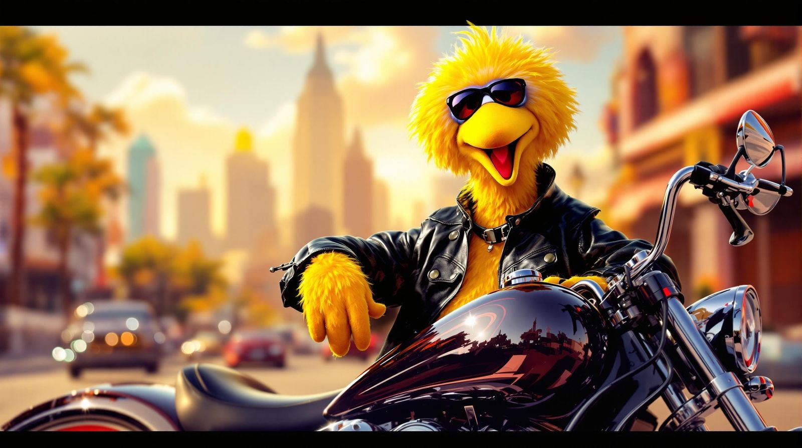 Bigker Bird - Big Bird as Cool Motorcycle Bro