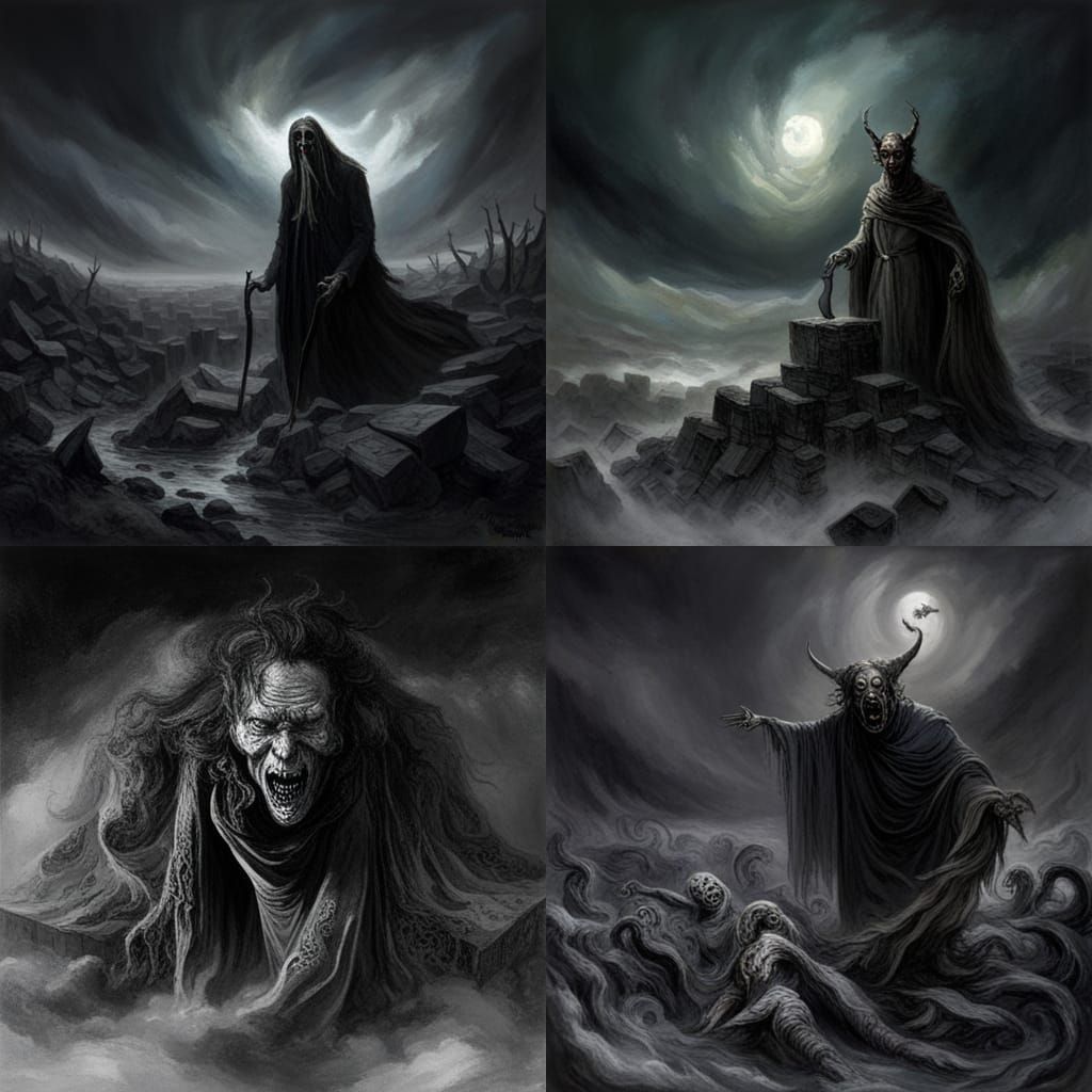 a demonic horror floating in a dark smokey cloud - AI Generated Artwork ...