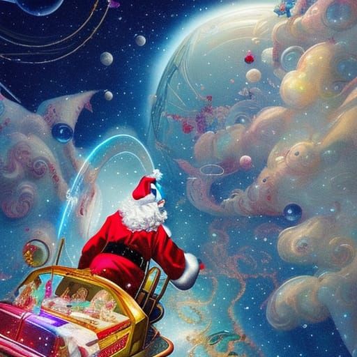 Santa visiting the other planets - AI Generated Artwork - NightCafe Creator