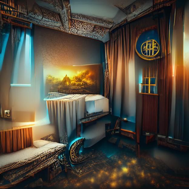 Lonely dim hotel room beautifully lit Ferdinand Knab (7) [8K 3D 8k ...