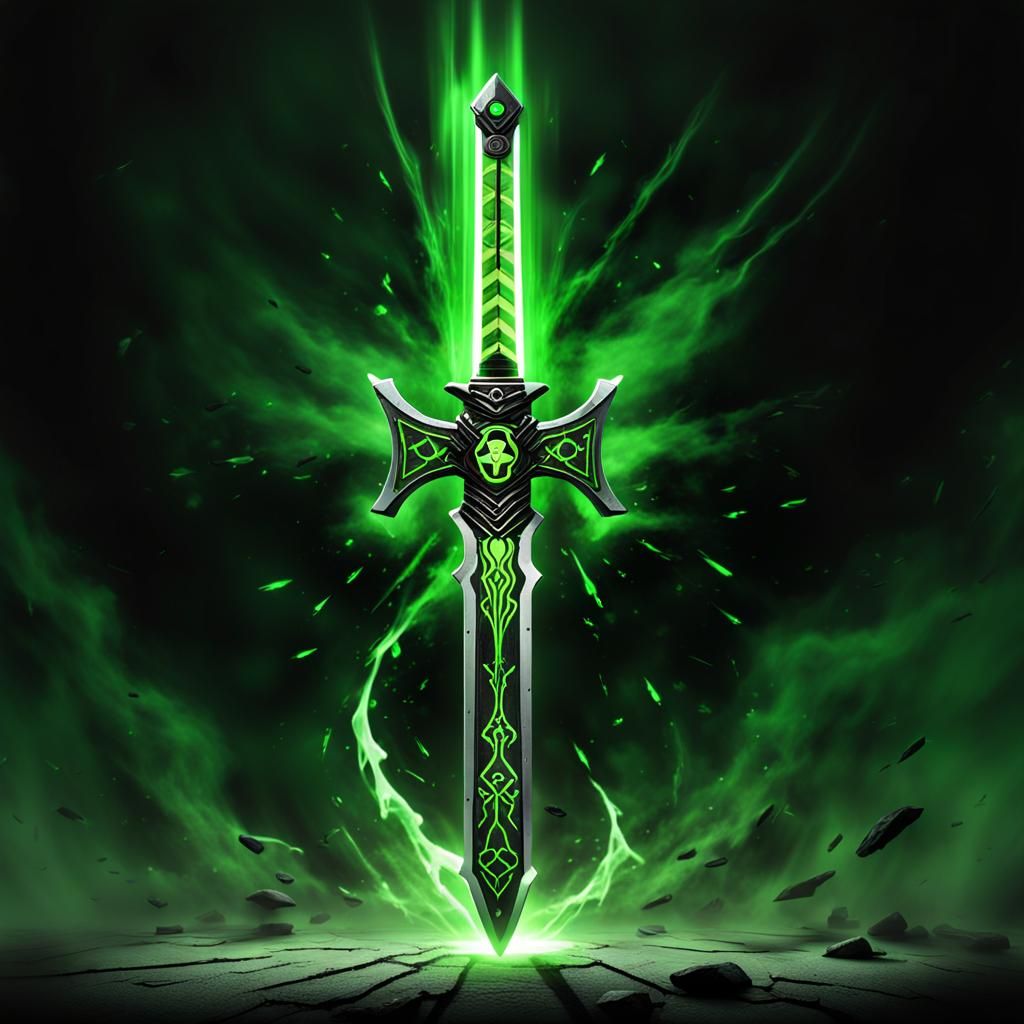 Green pulsating sword - AI Generated Artwork - NightCafe Creator