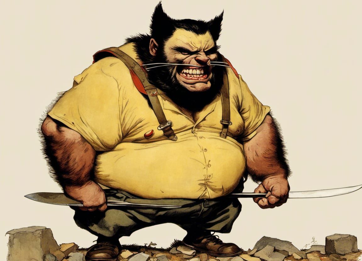 Obese Wolverine NR - AI Generated Artwork - NightCafe Creator