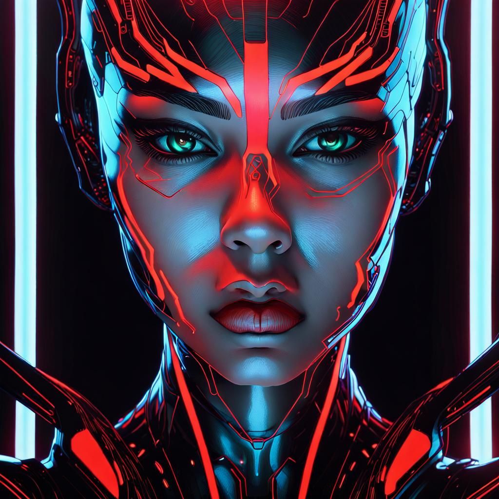 Animated Circular portrait, computer themed frame, of a Gothic style ...