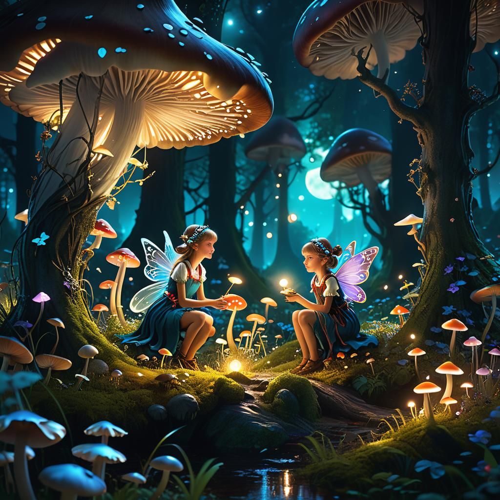 Enchanted Whispers: Fairies' Magical Moonlit Gathering among the ...