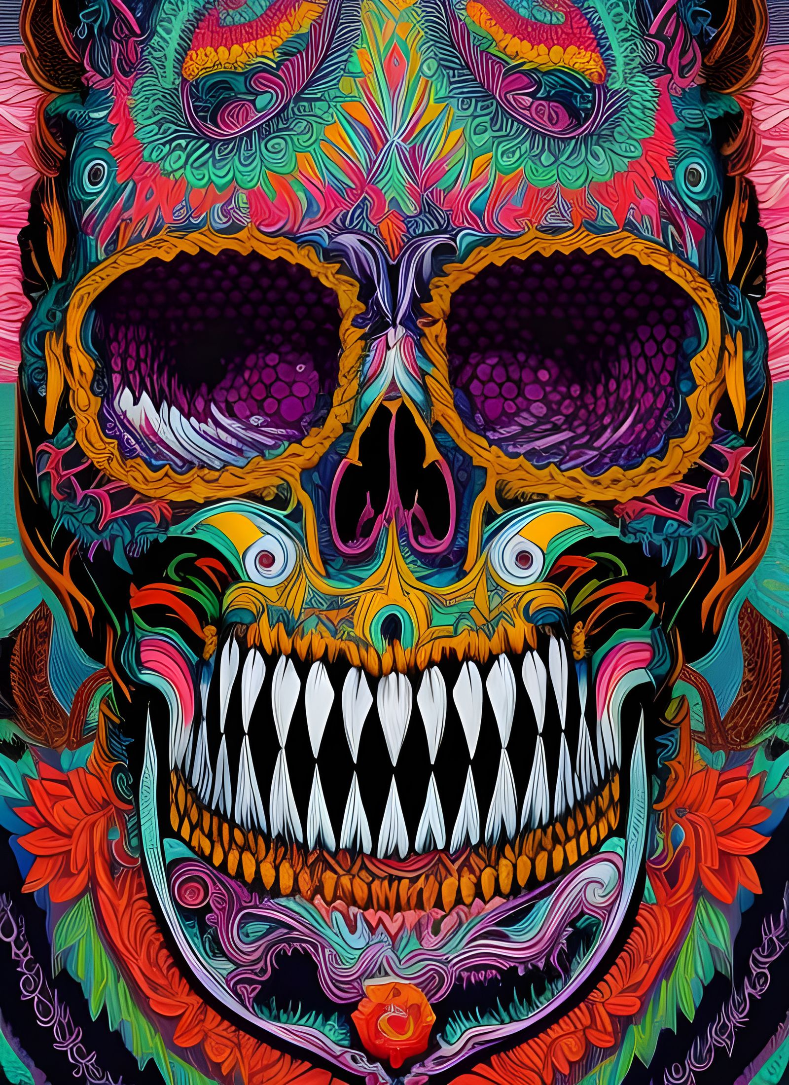 Groovy Skull - AI Generated Artwork - NightCafe Creator