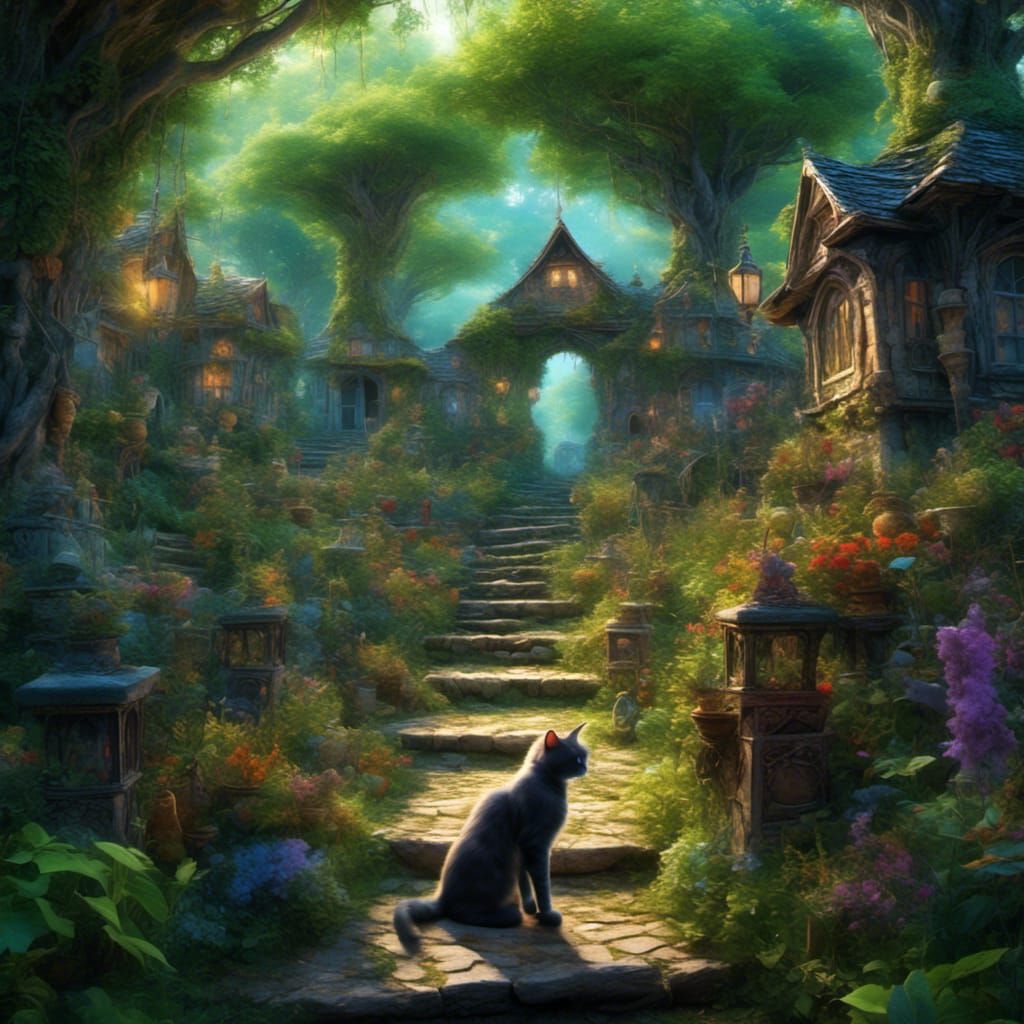 Fantasy World of Cats - Whimsical Feline Realm in Hyper Real...