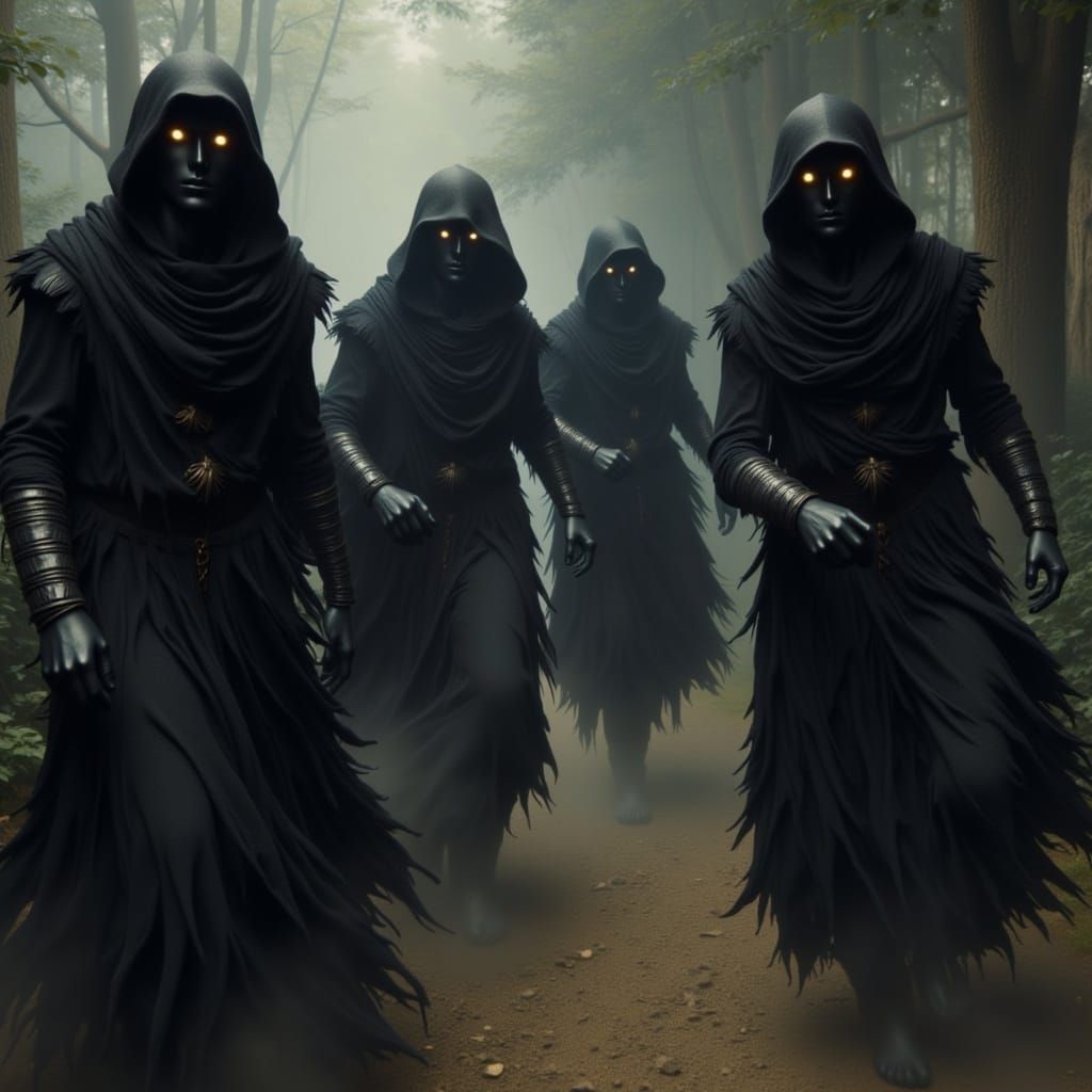 Shadow people in the village - Glowing Shadow Figures in a V...