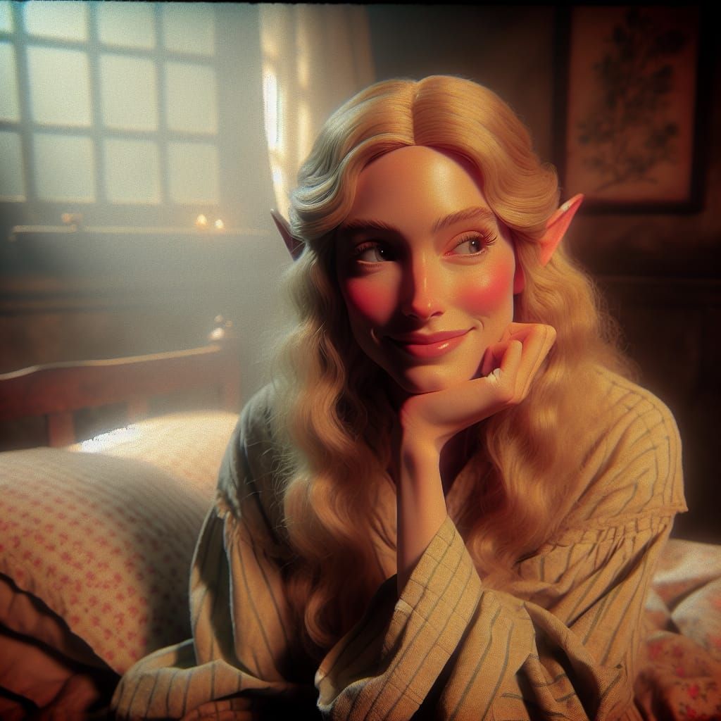 Bashful - Ethereal Elf Maiden in Whimsical Horror Setting