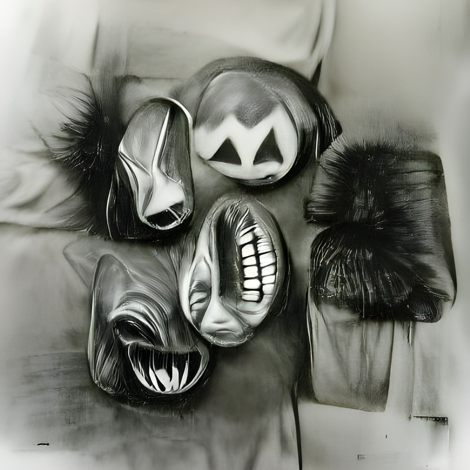 "nightmare Halloween masks" charcoal on paper - AI Generated Artwork ...