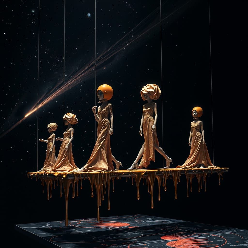 A gravity-defying runway floating in a starry void... - AI Art