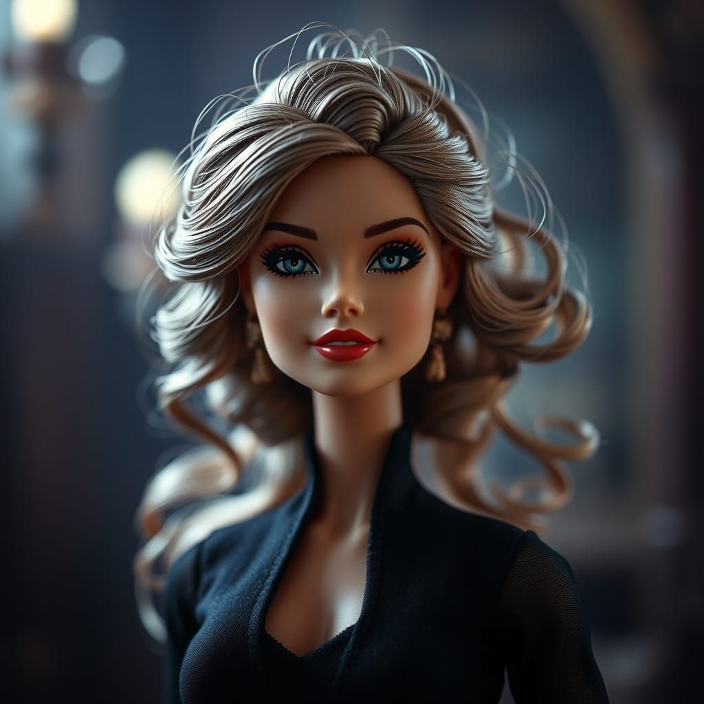 Barbie - light brown hair - Hyperrealistic Portrait of Barb...