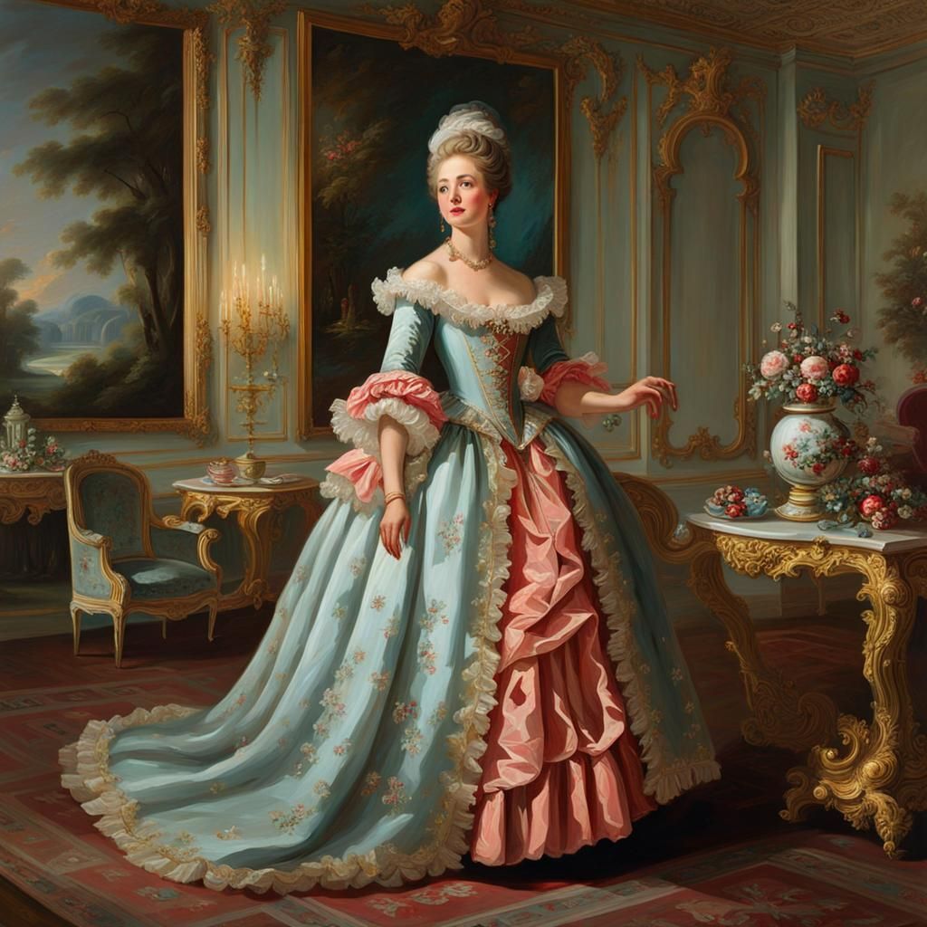 A beautiful Rococo princess in a Rococo gown - AI Generated Artwork ...