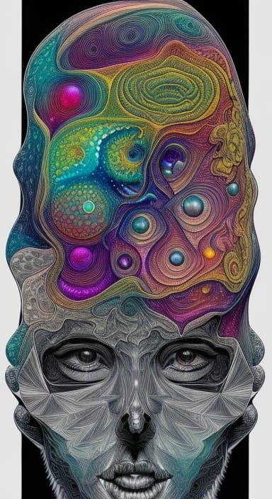 The cosmos in a skull, vector wave function Zentangle 3d shading 8k ...