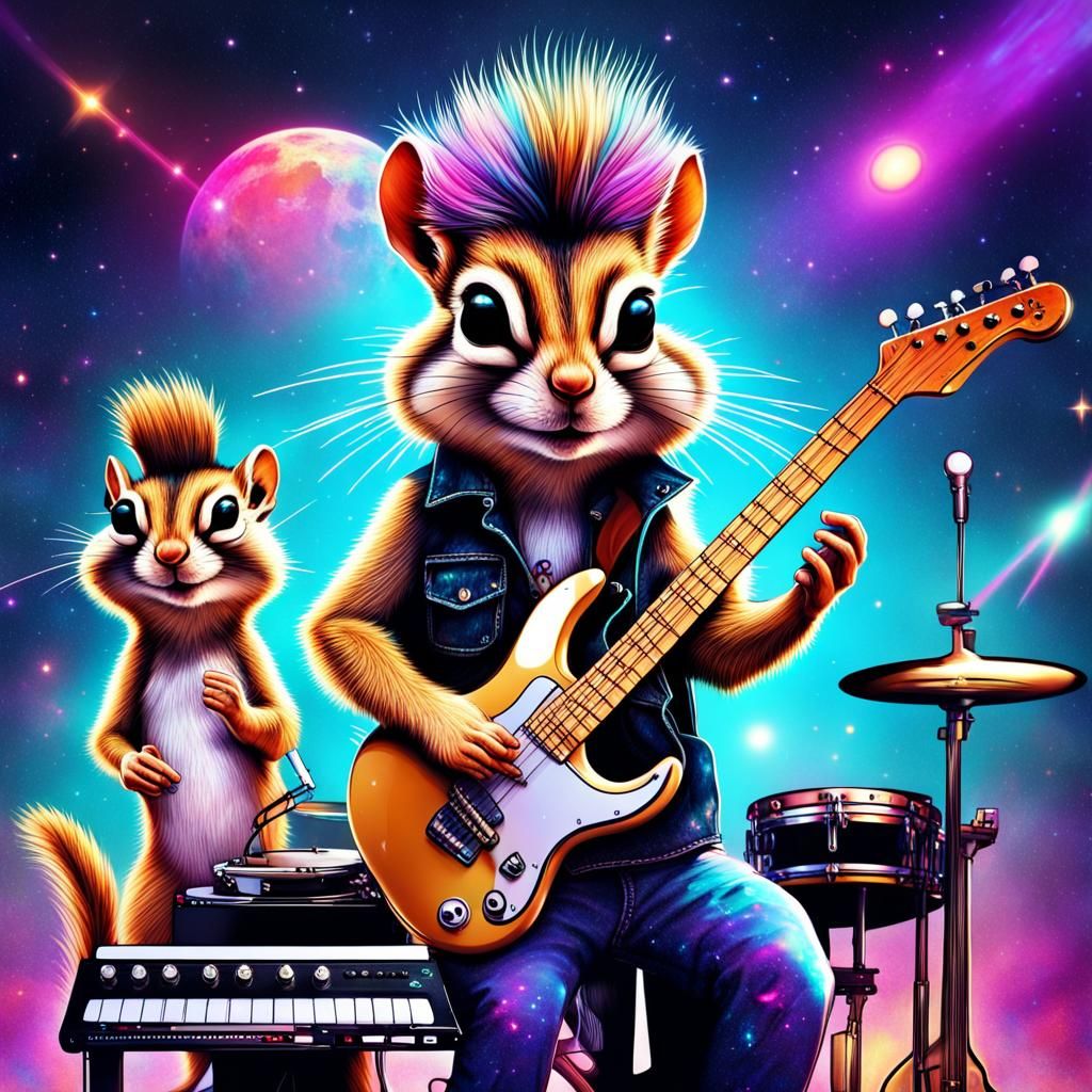 Chipmunk rock band with funky hair - AI Generated Artwork - NightCafe ...