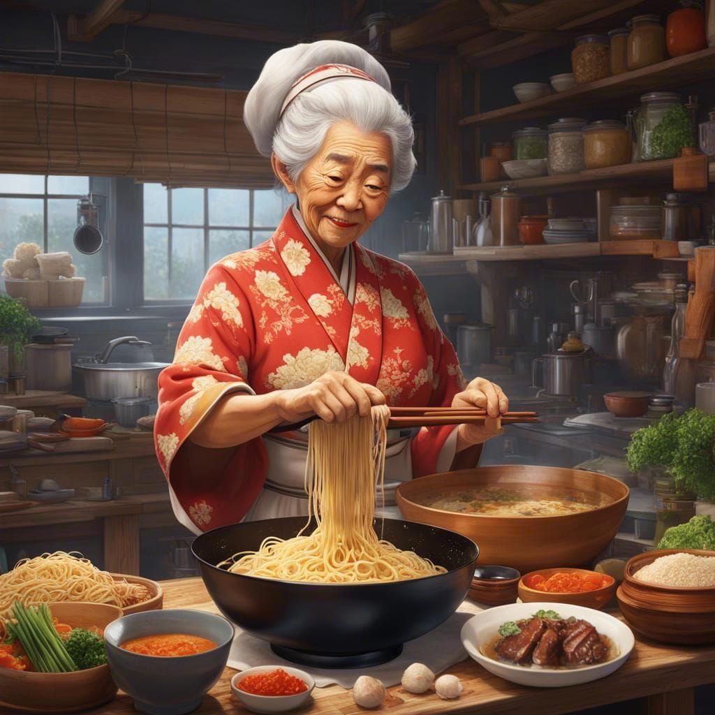Cooking ramen - AI Generated Artwork - NightCafe Creator
