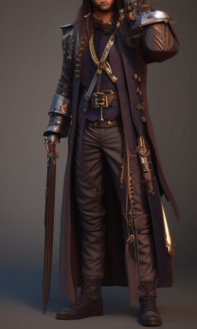 Insanely detailed photograph of an elaborate and alluring pirate lord ...