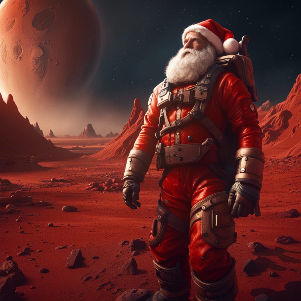 Santa Claus is lost on mars - AI Generated Artwork - NightCafe Creator