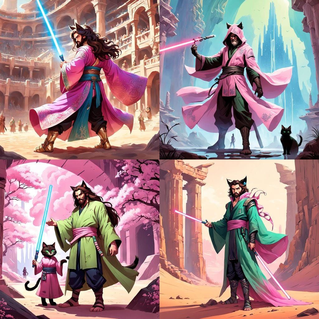 Heroic Warrior in Vibrant Fantasy Coliseum - AI Art