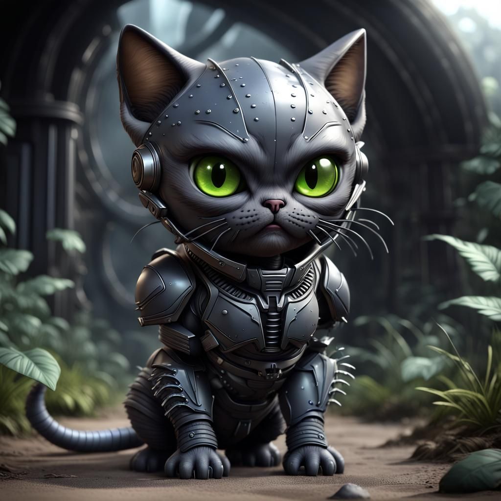 Cat in Xenomorph Suit - AI Generated Artwork - NightCafe Creator