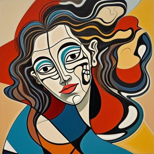 Dali-esque Post-Impressionist Picasso-inspired Cubist portrait of a ...