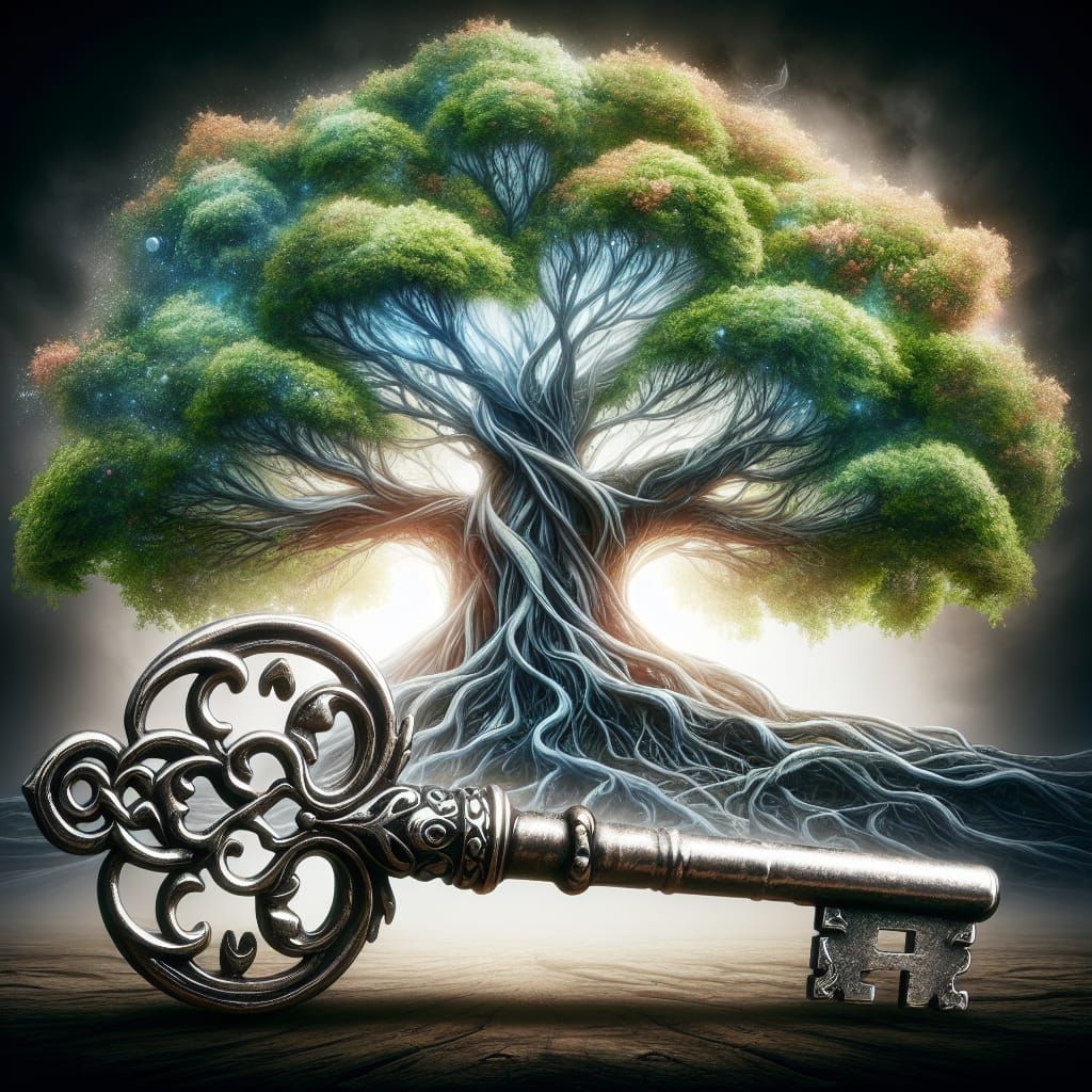 The key to the tree of life picturesque intricately detailed double ...