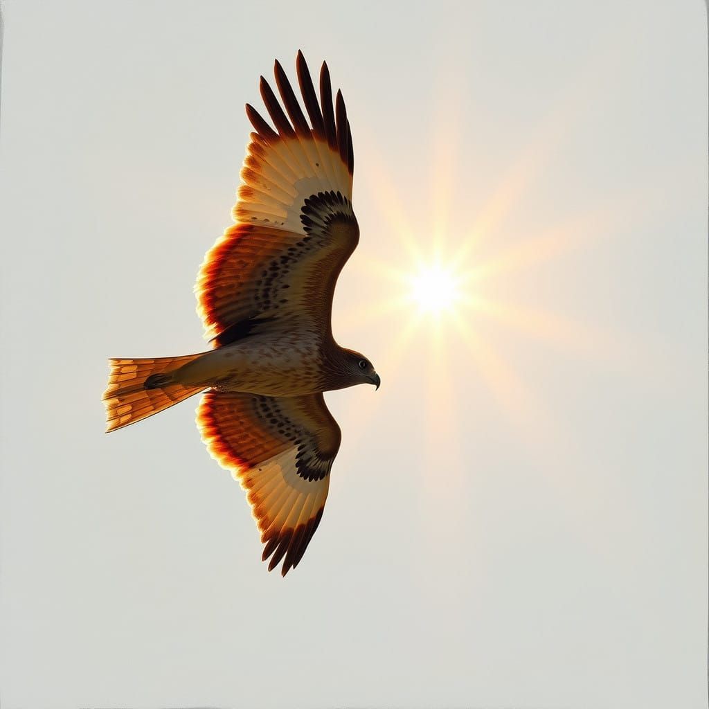 Ethereal Red-Tailed Hawk in Golden Afternoon Light - AI Art
