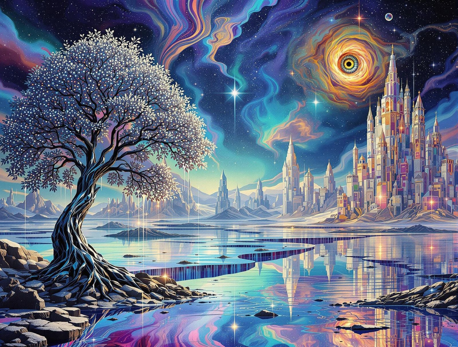 Fractured landscapes shift and morph, a kaleidoscope of impossible ...