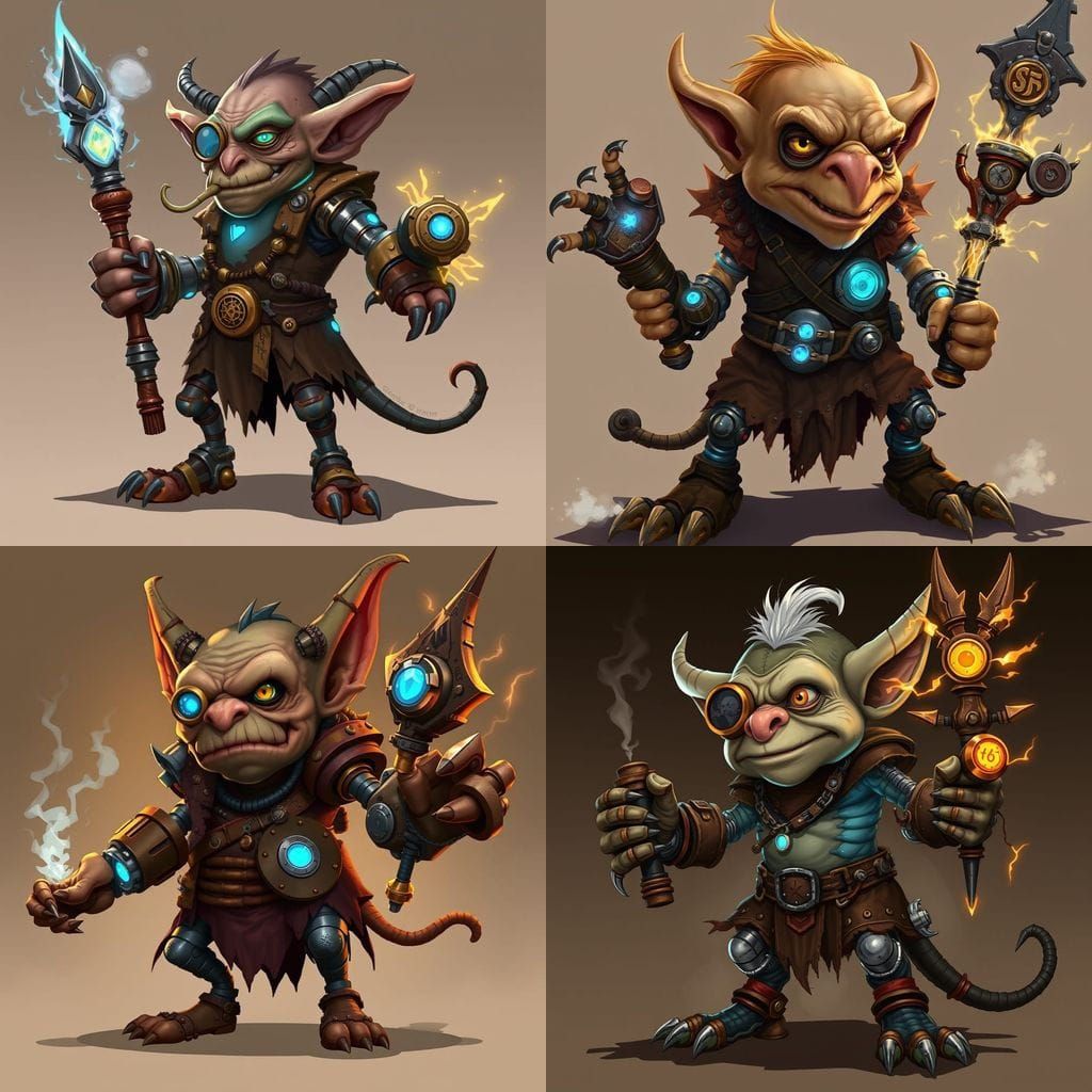 Mechanical Goblin in Steampunk Fantasy Style - AI Art