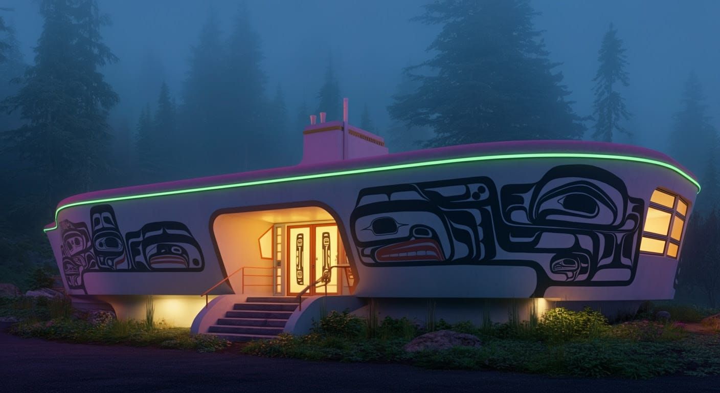 atomic space age home in Craig Alaska, decorated with Haida formline ...