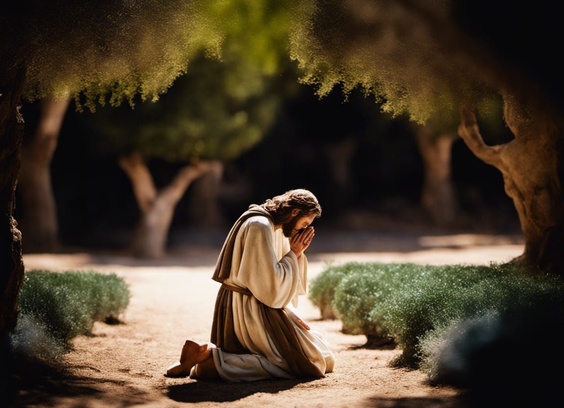 Jesus Praying in Gethsemane Garden - AI Generated Artwork - NightCafe ...