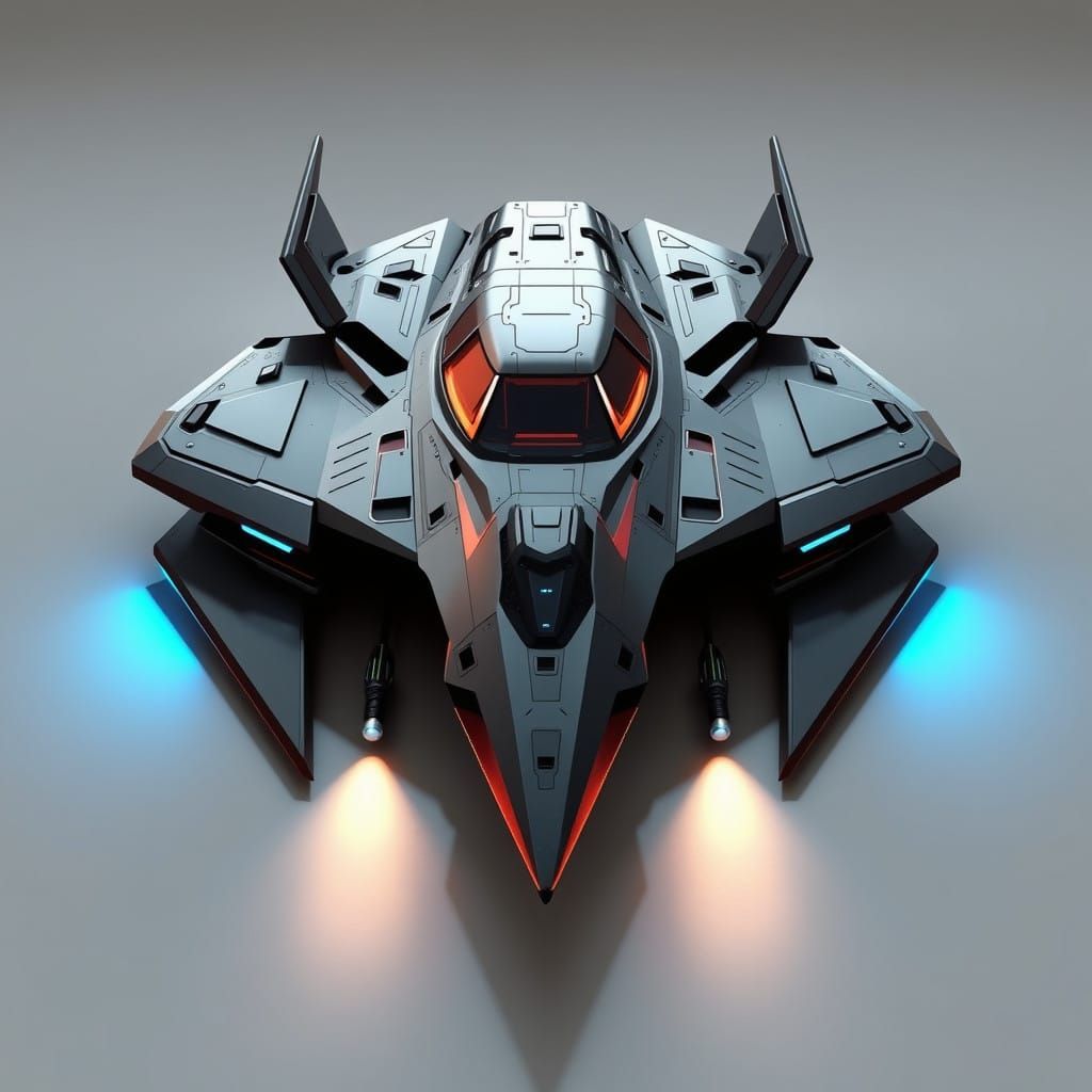 Futuristic Cyberpunk Spacecraft with Sleek Aerodyn... - AI Art