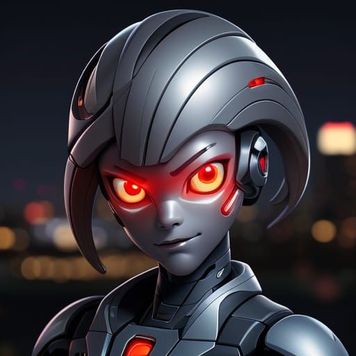 The terminator - Cyborg Executive in Metallic Skin and Red ...