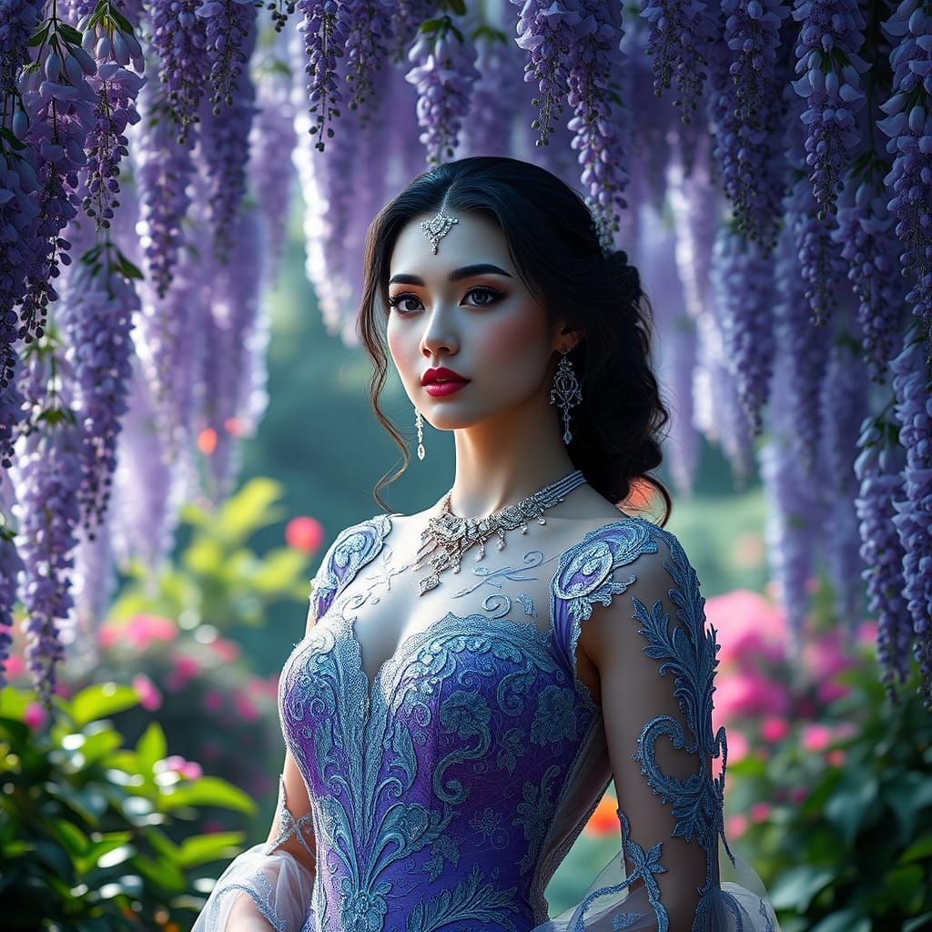 Lady in purple - Ethereal Lady in Lush Garden