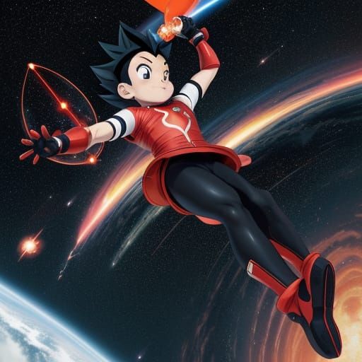 The chibi-looking manga hero Astro Boy, bare chest... - AI Art